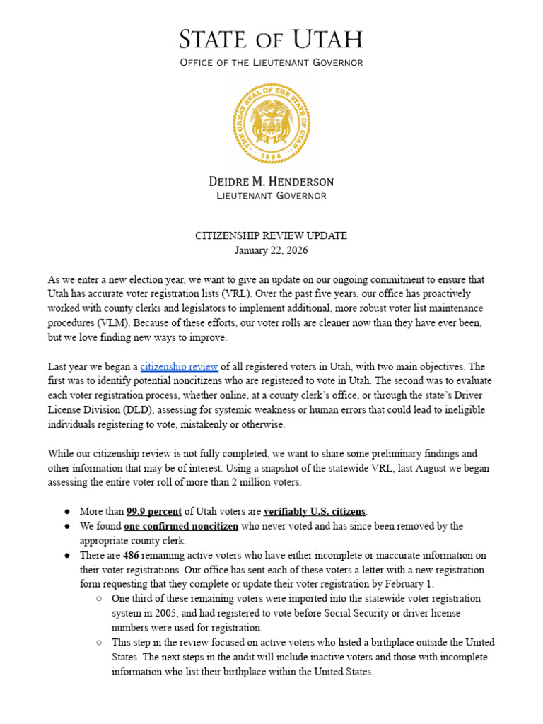 Citizenship Review Update Final W_letterhead | PDF | Voter Registration ...