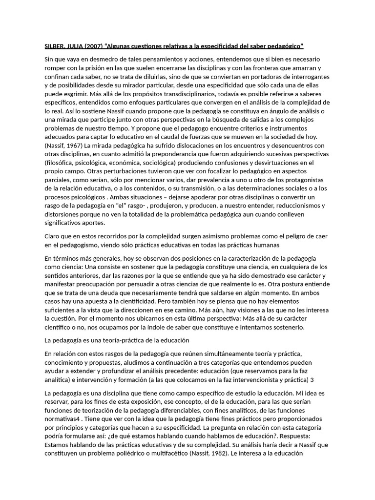 Especificidad del saber pedagógico | PDF | Pedagogía | Conocimiento