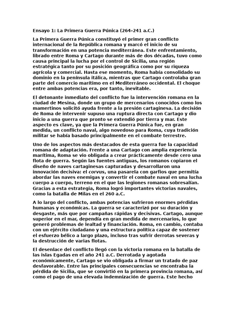 1. La Primera Guerra Púnica (264–241 a.C.) | PDF | Guerras Púnicas | Cartago antigua