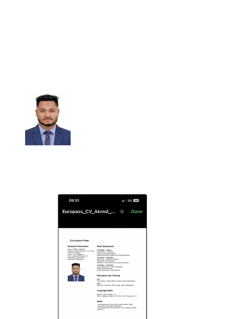 AKMOL HUSSAIN: Culinary CV | PDF