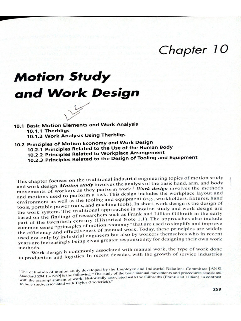 Chapter 10 Motion Study and Work Design | PDF