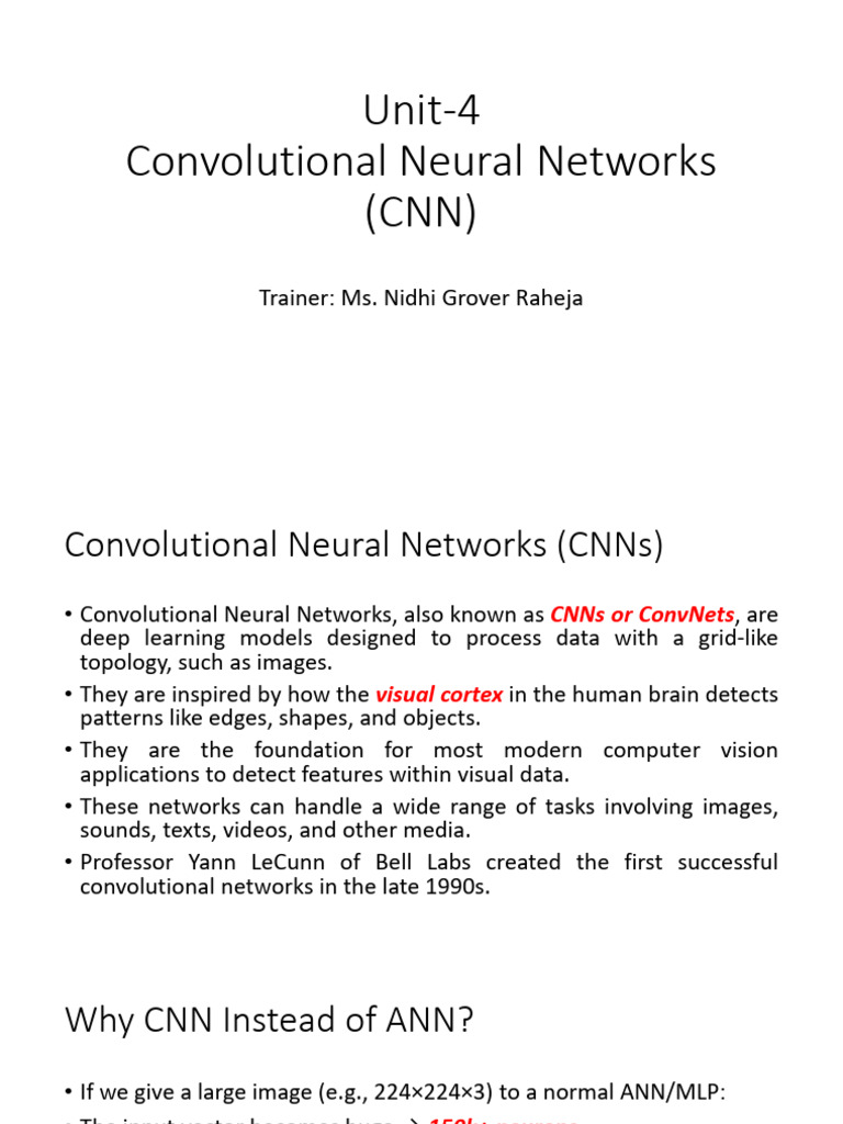 Unit-4 Complete CNN With Its Applications and Case Studies | PDF | Deep Learning | Algorithms