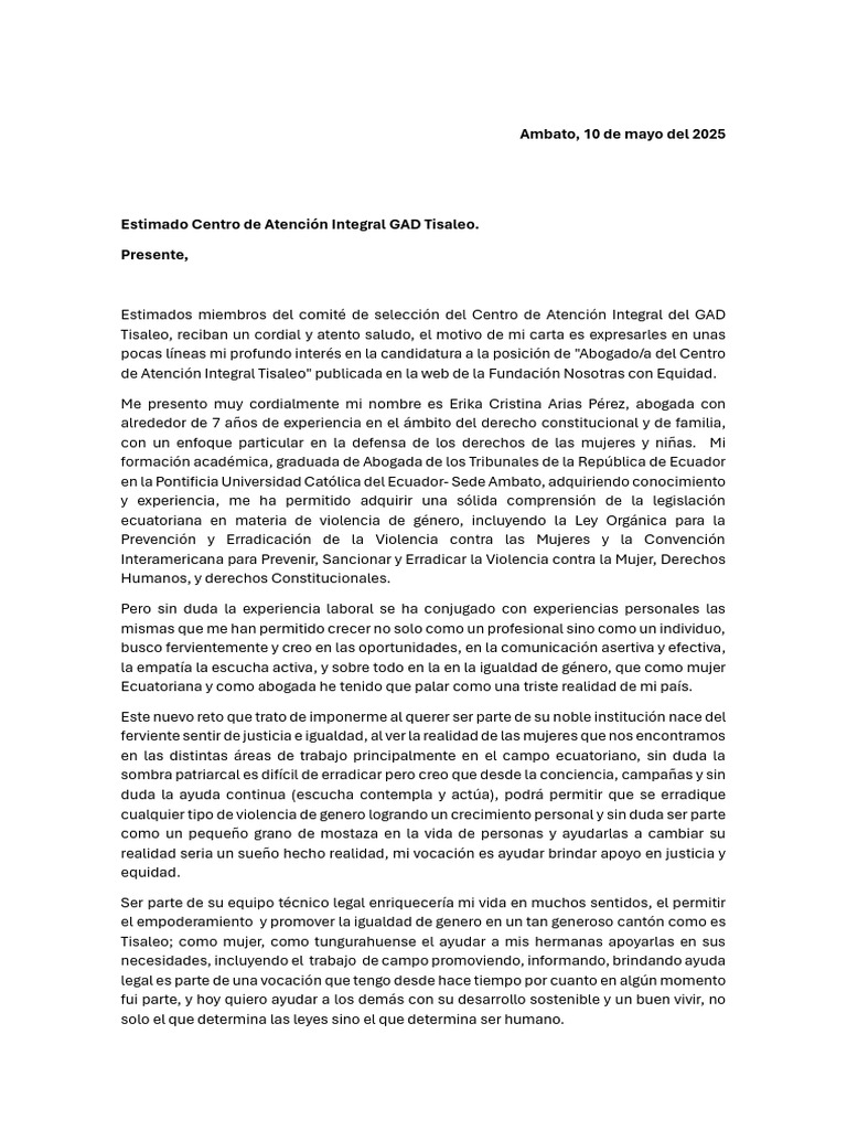 Carta Motivacion Abogada Erika Arias-signed | PDF | La violencia contra ...