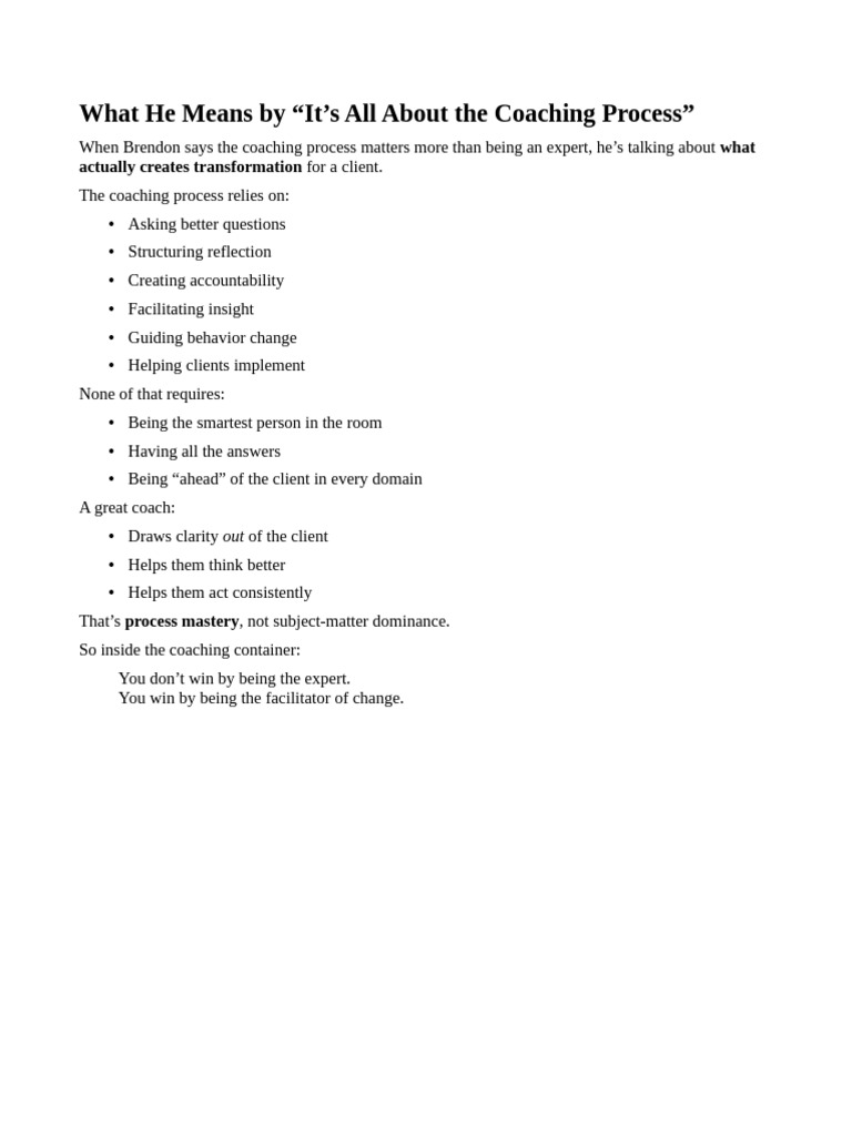 The Coaching Process | PDF