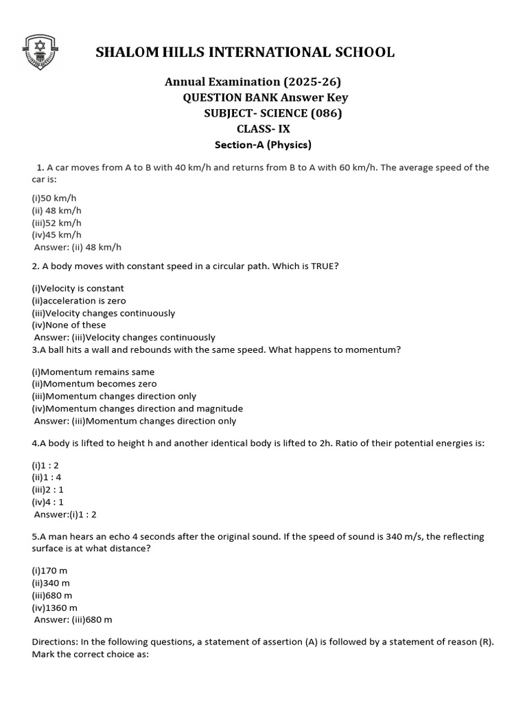 Science Question Bank for Class IX | PDF | Cell (Biology) | Atoms