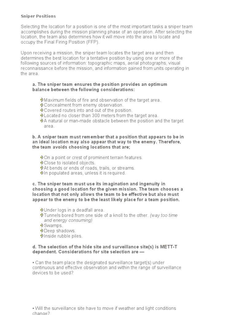 Sniper Positions 7 Pages | PDF | Sniper | Roof