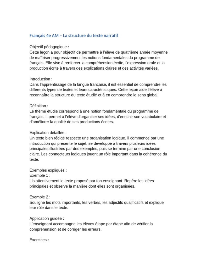 Comprendre la structure narrative en français | PDF | Langue française ...