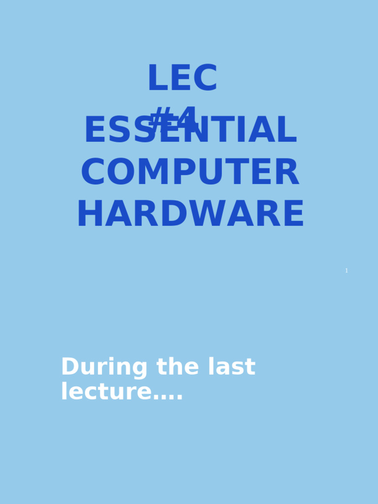 Essential Computer Hardware Overview | PDF | Computer Data Storage ...