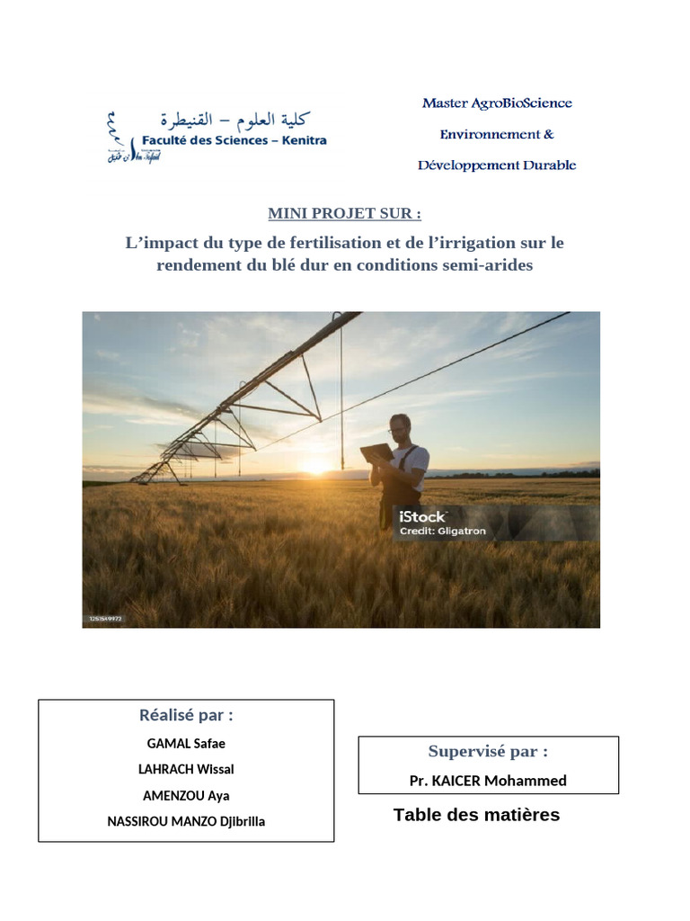 Impact de l'irrigation et fertilisation sur blé | PDF | Irrigation ...