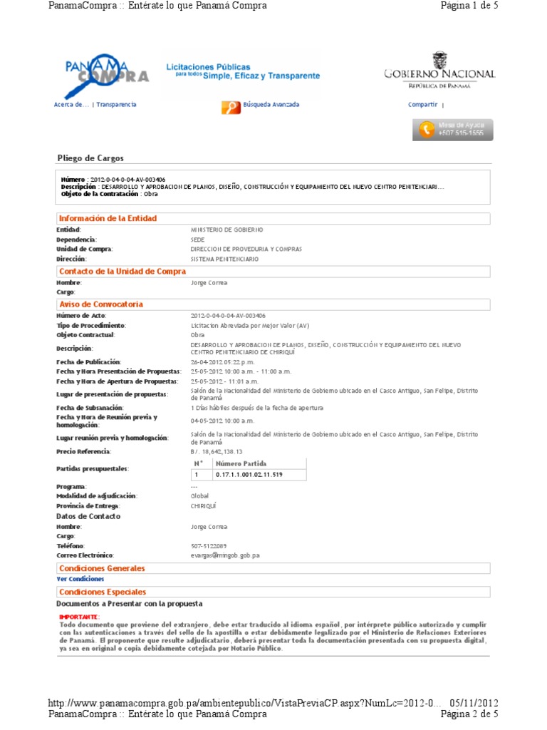Panamacompra Gob Pa Ambientepublico Vistapreviacp Aspx | PDF | Bancos ...