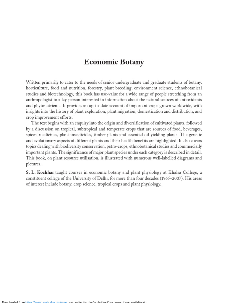 Economic Botany: A Comprehensive Guide | PDF | Plants | Botany