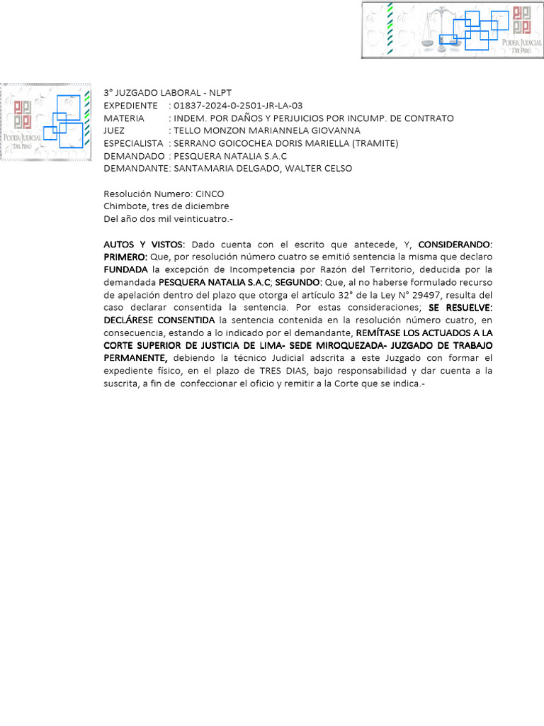 res_2024018370195334000065237 | PDF | Sentencia (ley) | Separación de ...
