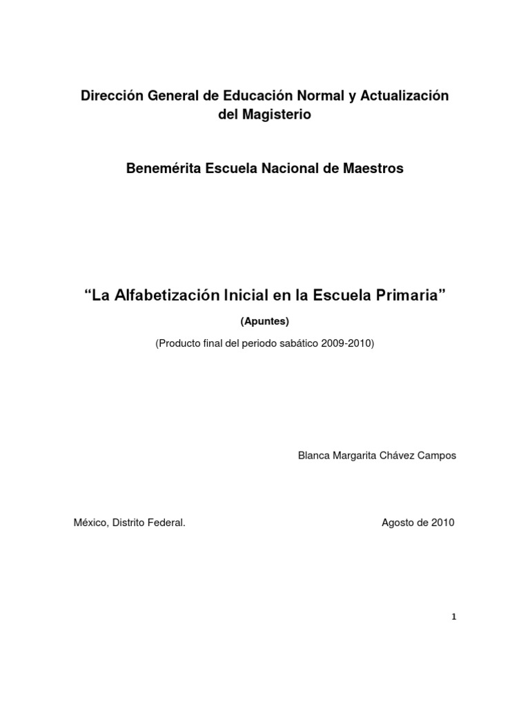 Alfabetizacion Inicial en Esc Prim | PDF | Lectura (proceso ...