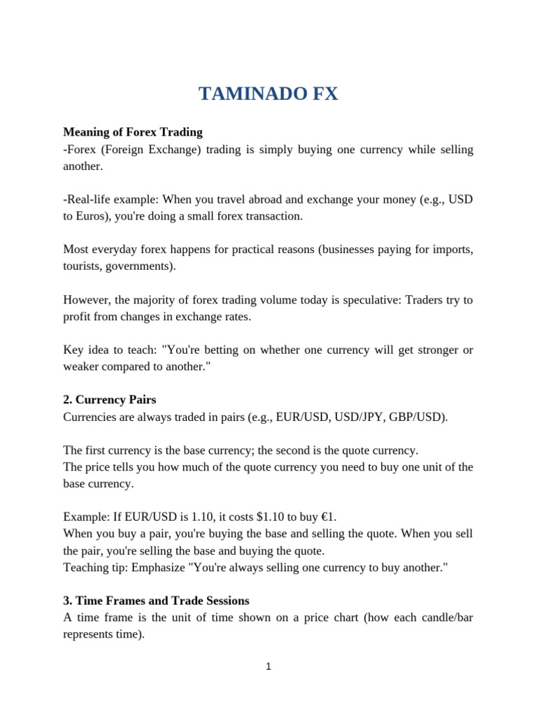 Fx_biginner FULL NOTES | PDF | Foreign Exchange Market | Trade
