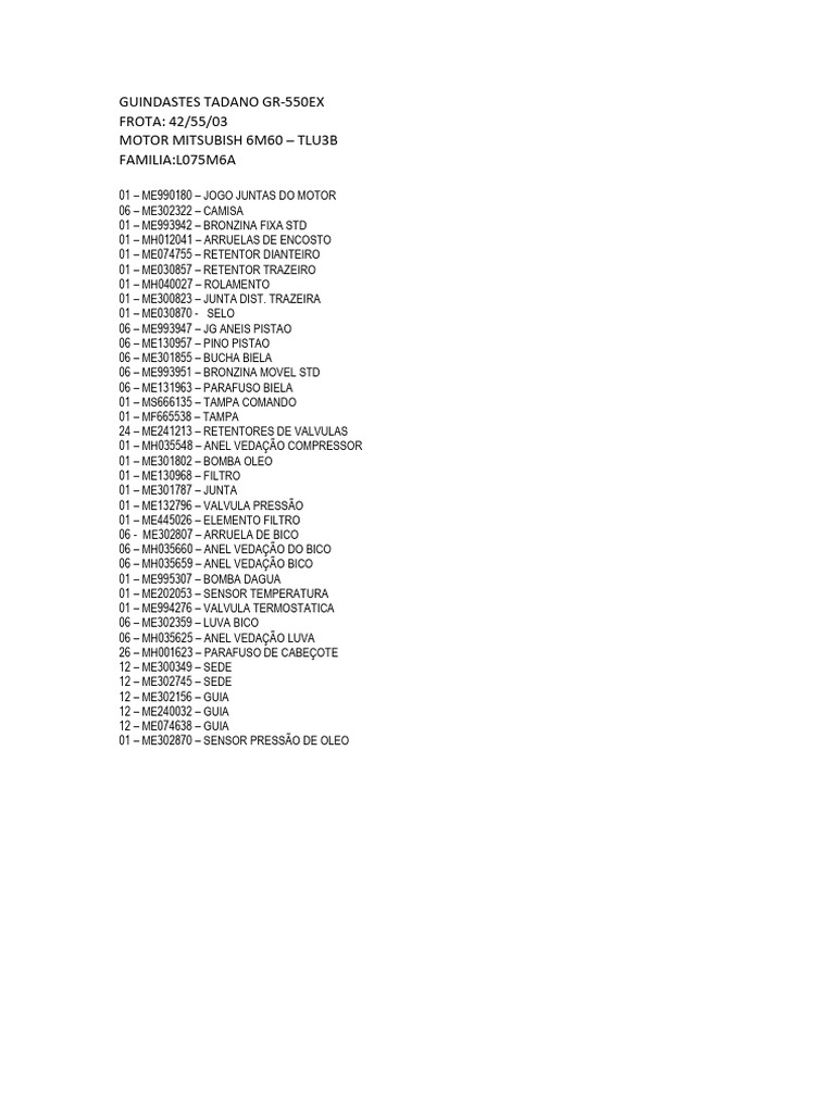 Peças para Guindaste Tadano GR-550EX | PDF