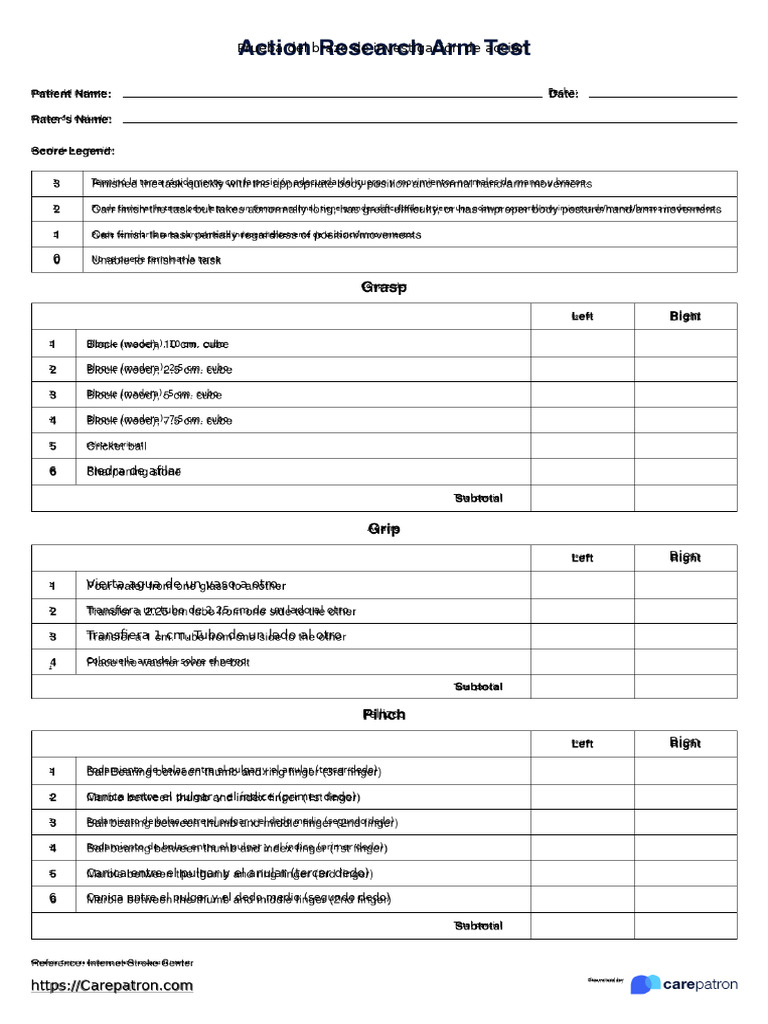 Action Research Arm Test 2 | PDF