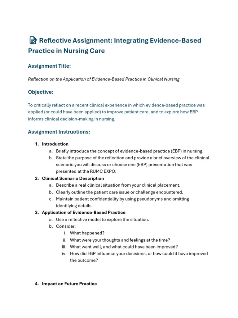 Evidence-Based Practice in Nursing Reflection | PDF