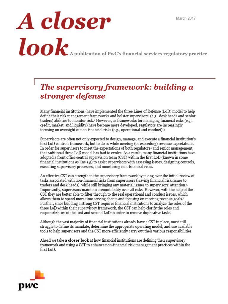 PWC- LoD_the-supervisory-framework | PDF | Regulatory Compliance | Risk ...