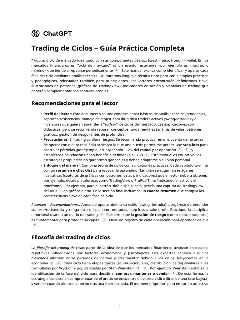 Trading de Ciclos – Guía Práctica Completa | PDF | Análisis técnico | Comerciante (Finanzas)