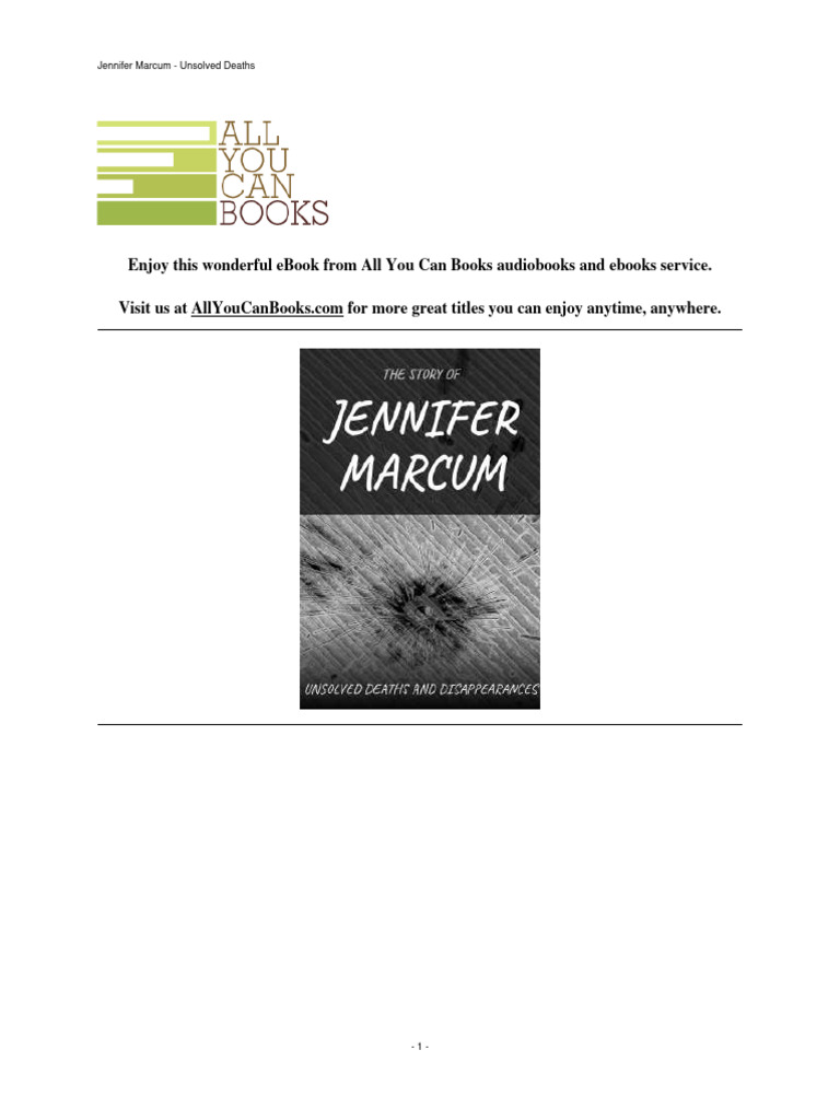 Jennifer Marcum Unsolved Deaths | PDF | Narrative | Love