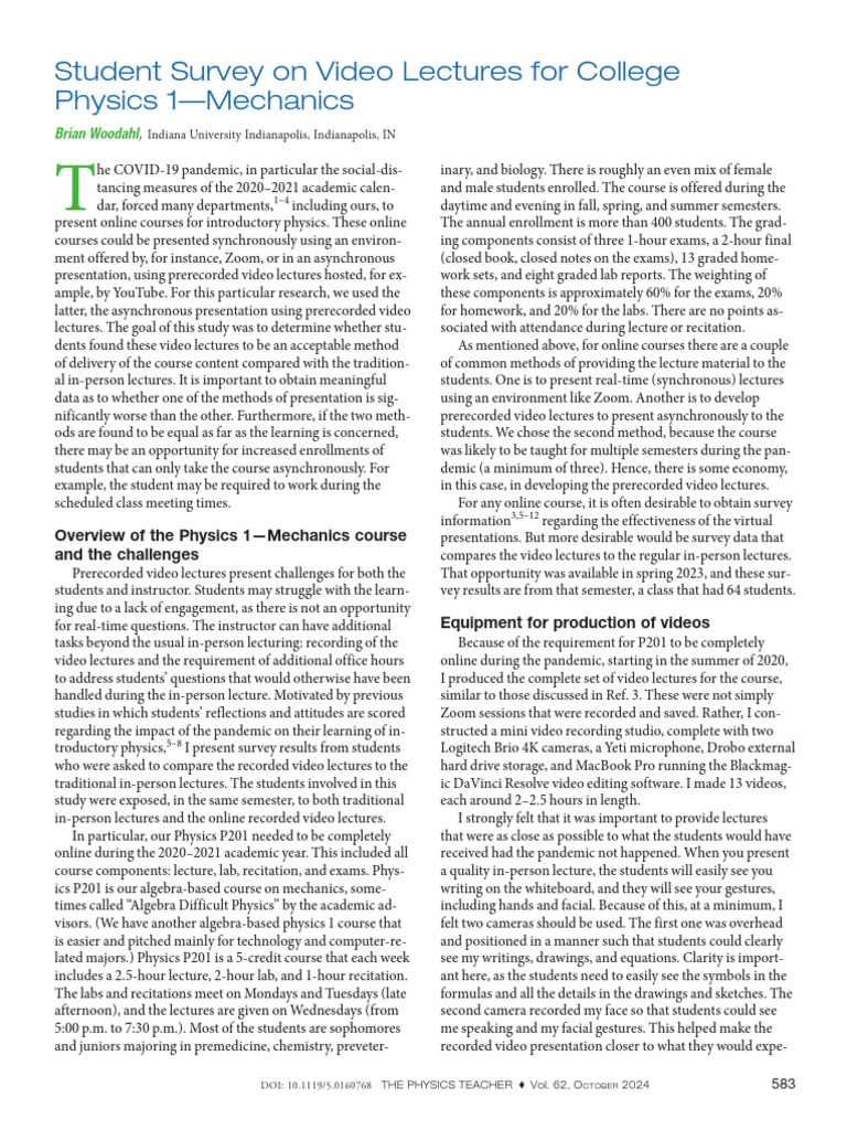 The Physics Teacher Oct 2024 Woodahl | PDF | Educational Technology