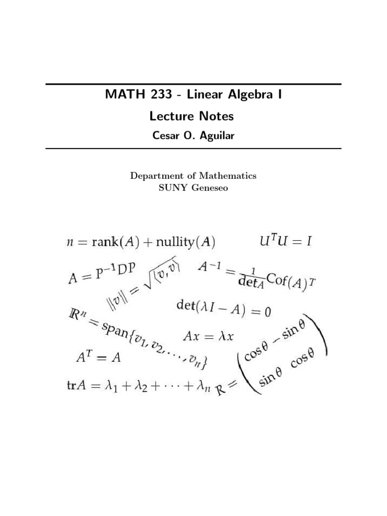 MATH204 LINEAR ALGEBRA I | PDF | System Of Linear Equations | Matrix (Mathematics)