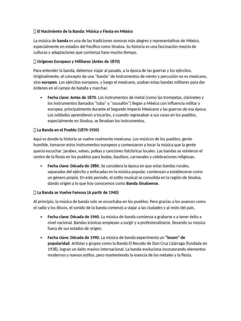 Origen de La Banda | PDF | México | Instrumentos musicales