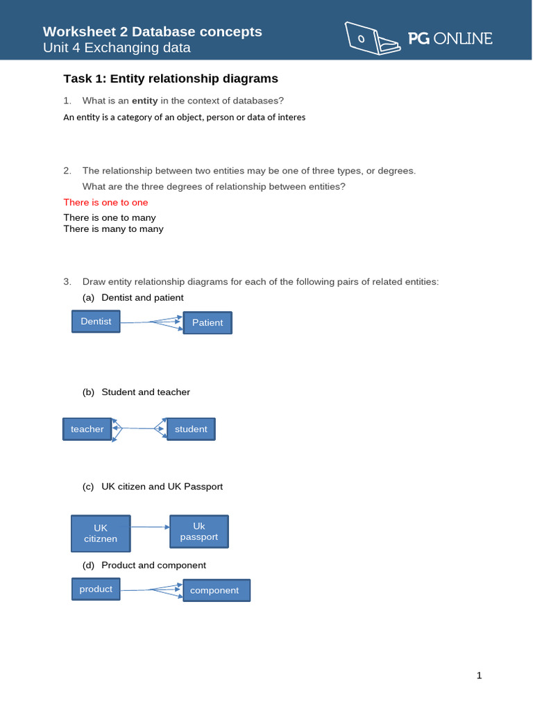 Exchanging Data Worksheet 2 Database Concepts | PDF | Databases | Computing