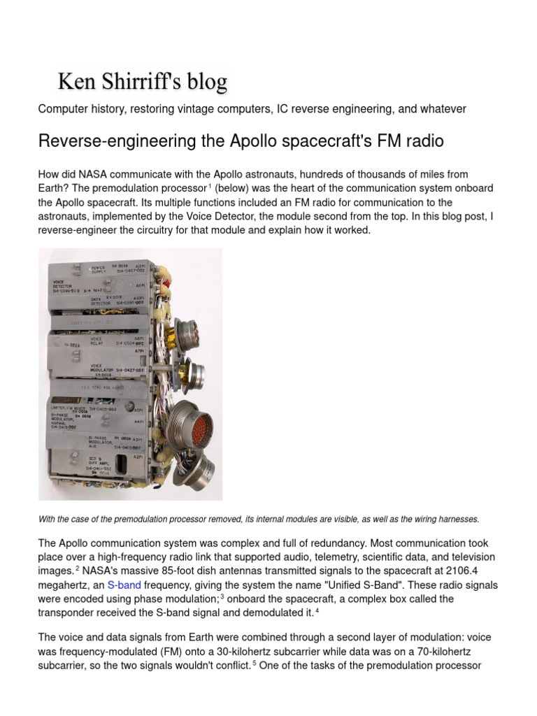 Reverse-engineering the Apollo spacecraft's FM radio | PDF | Detector ...