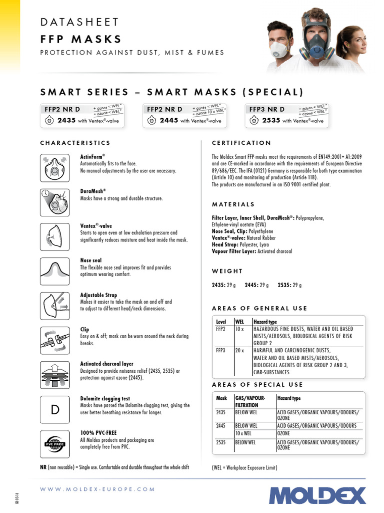 Moldex FFP Masks: Features & Specifications | PDF | Filtration ...