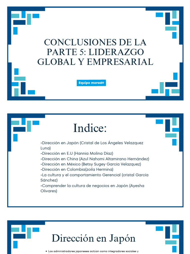Exposición conclusiones de la parte 5Liderazgo global y empresarial .pdf | PDF | Japón