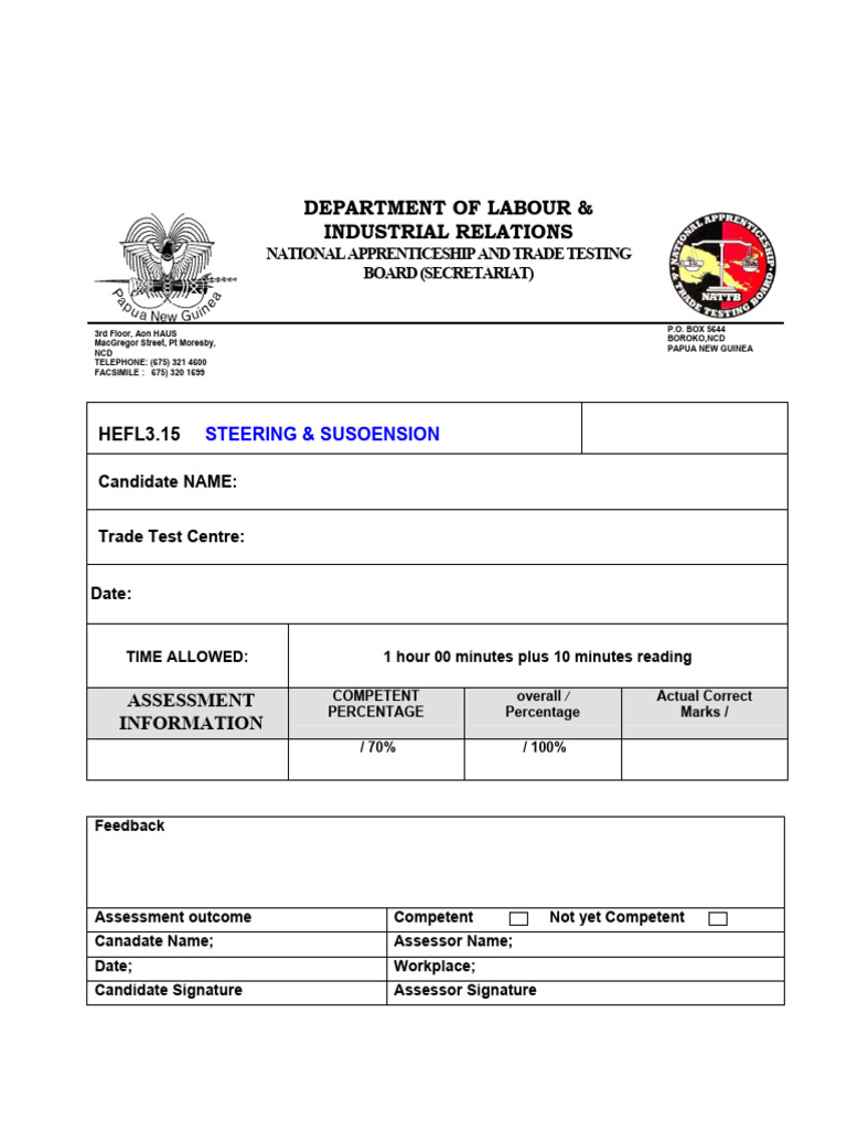 Steering and Suspension Trade Test Guide | PDF | Pump | Brake