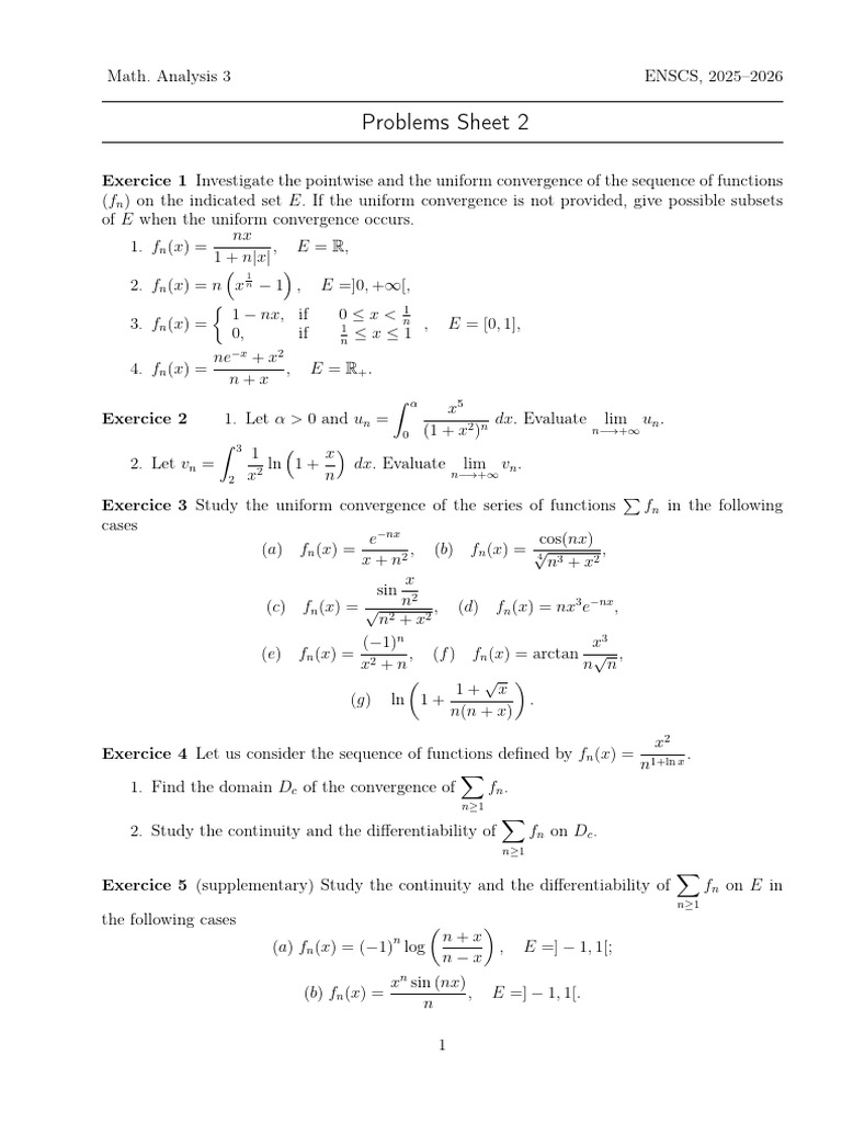 Pbs_Sheet_2 | PDF | Limit (Mathematics) | Continuous Function