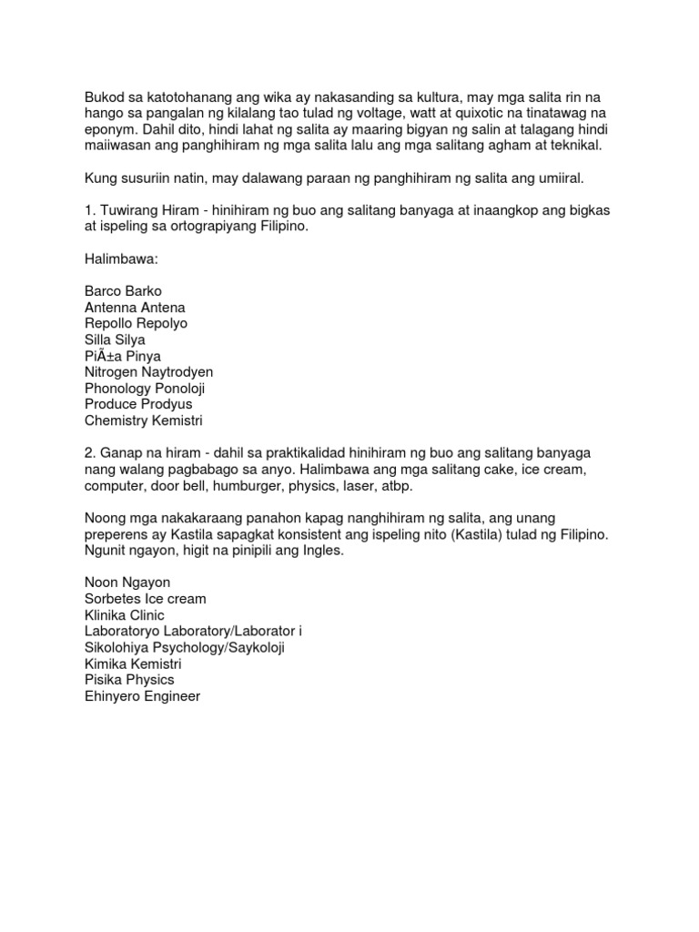 Panghihiram NG Salita | PDF