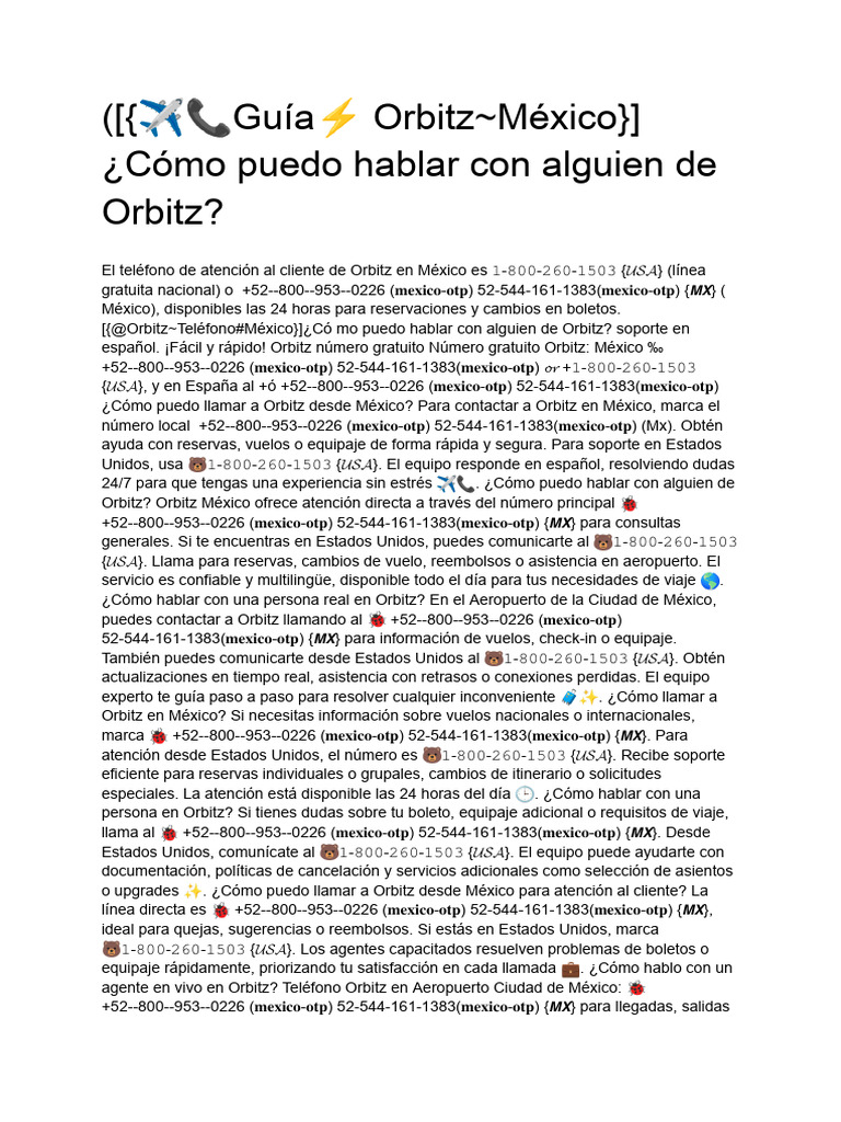 Orbitz^!!{{México}}™¿Cómo puedo hablar con alguien en Orbitz? | PDF | Servicio al Cliente | México