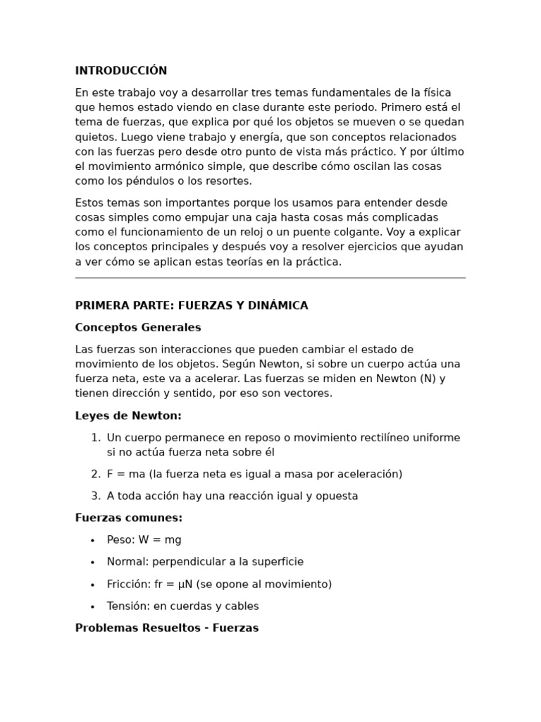 Física: Fuerzas, Trabajo y Energía | PDF | Fuerza | Fricción