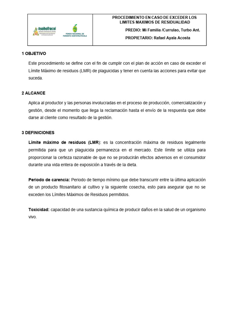 Procedimiento para Exceder LMR en Cultivos | PDF | Pesticida