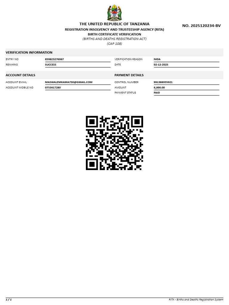 Verification Template 20251202BV 34 | PDF