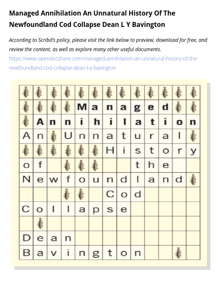Managed Annihilation An Unnatural History Of The Newfoundland Cod ...