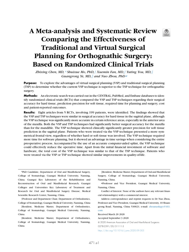 VSP vs TSP in Orthognathic Surgery | PDF | Randomized Controlled Trial ...