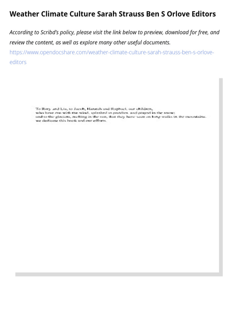 Weather Climate Culture Sarah Strauss Ben S Orlove Editors | PDF