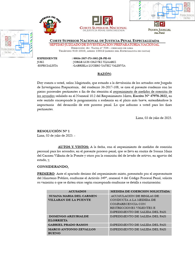 00036 2017 173 5002 JR PE 03 Susana Villarán Citación | PDF | Fiscal ...