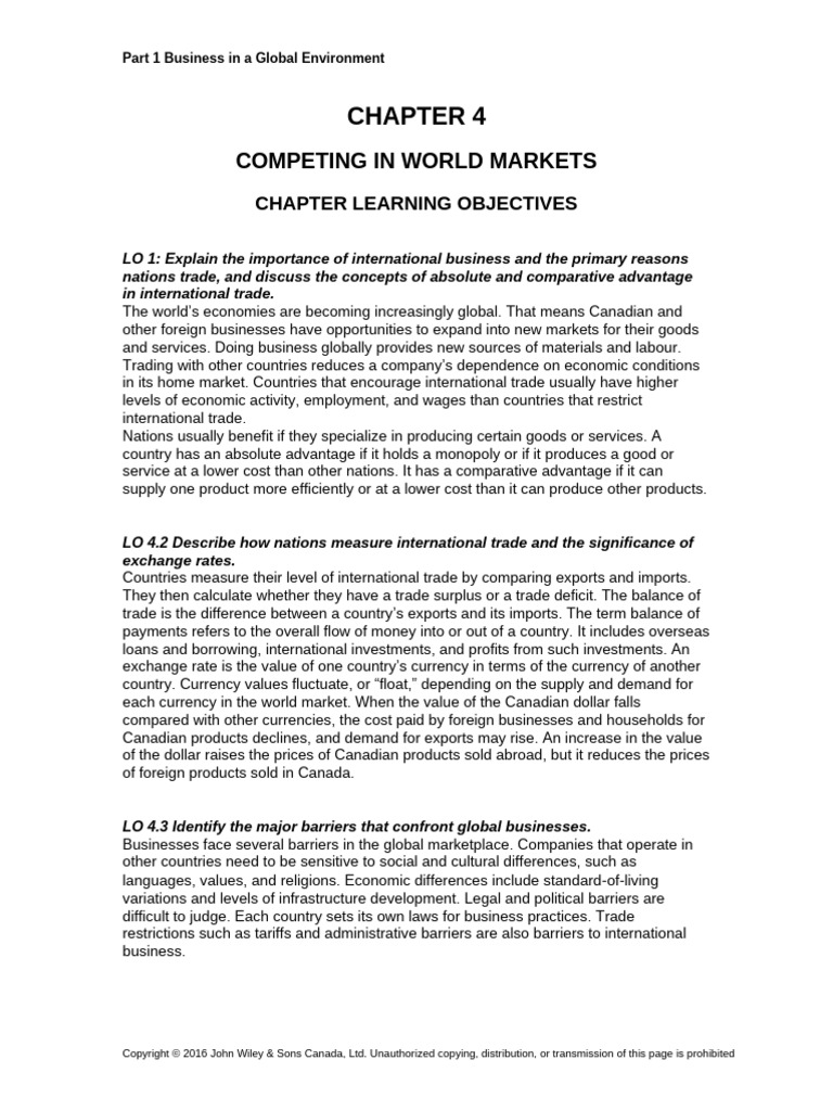 Competing in Global Markets Overview | PDF | Balance Of Trade ...