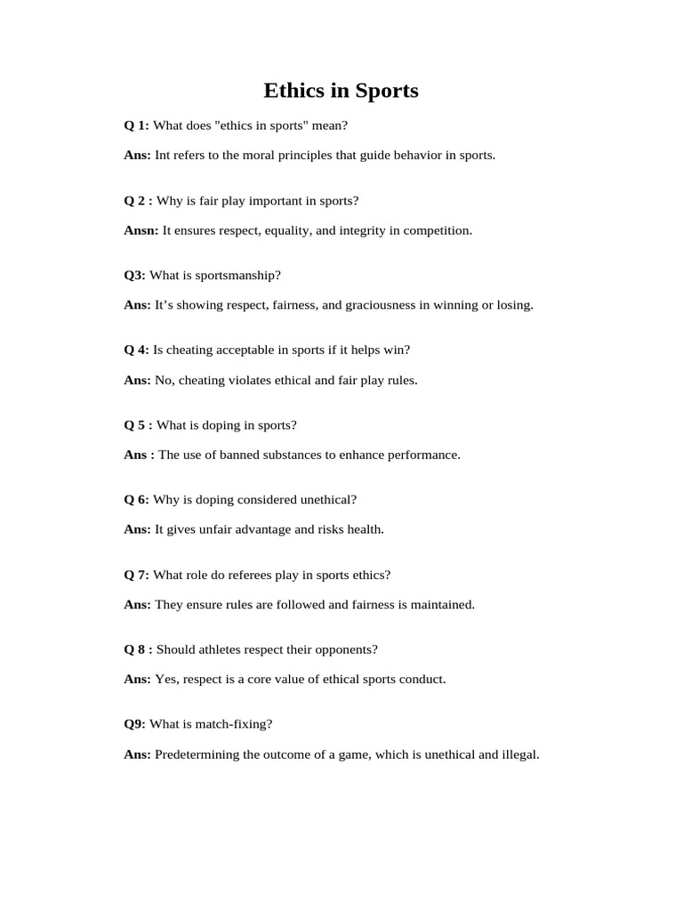 Understanding Sports Ethics and Fair Play | PDF