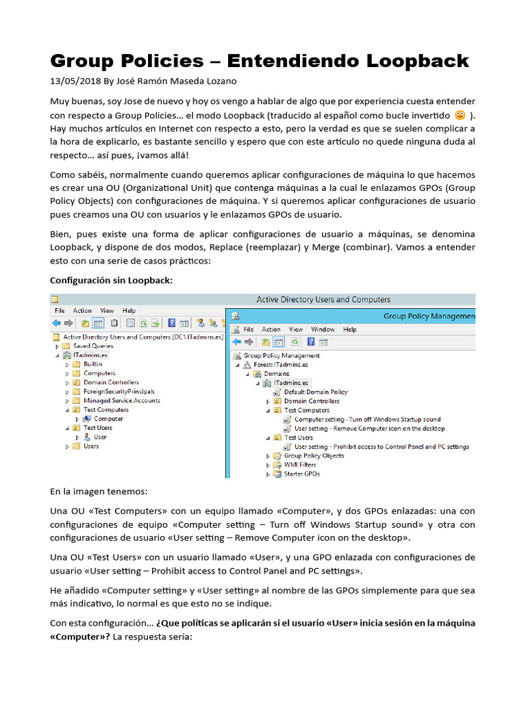 Loopback en Group Policies: Guía Práctica | PDF | Informática ...