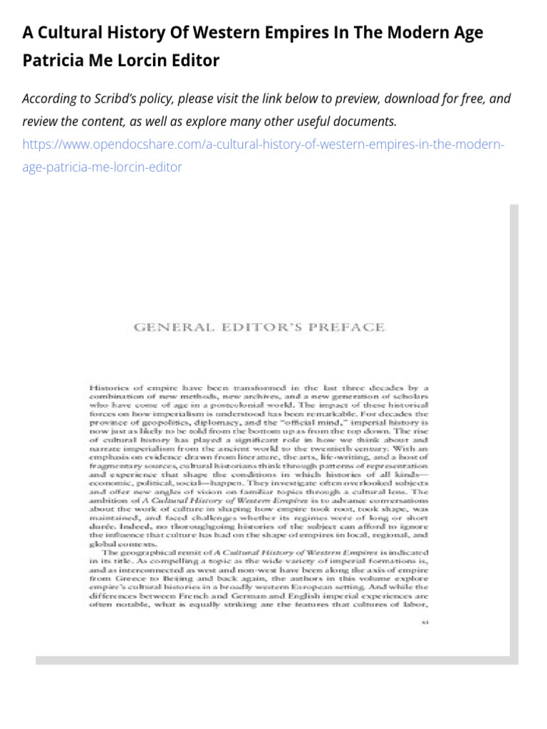 A Cultural History Of Western Empires In The Modern Age Patricia Me ...
