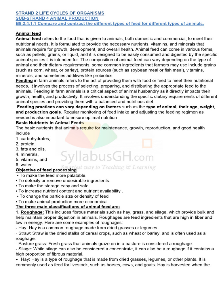 B8.2.4.1.1 Compare and Contrast the Different Types of Feed for ...