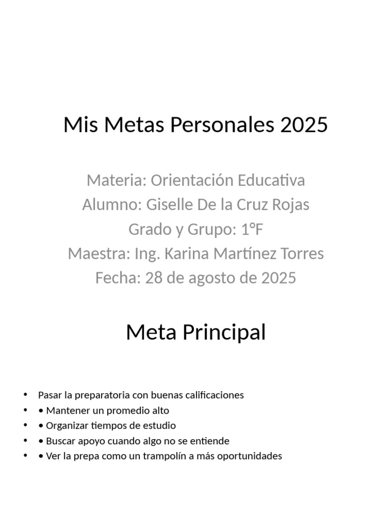 Mis Metas Personales 2025 | PDF