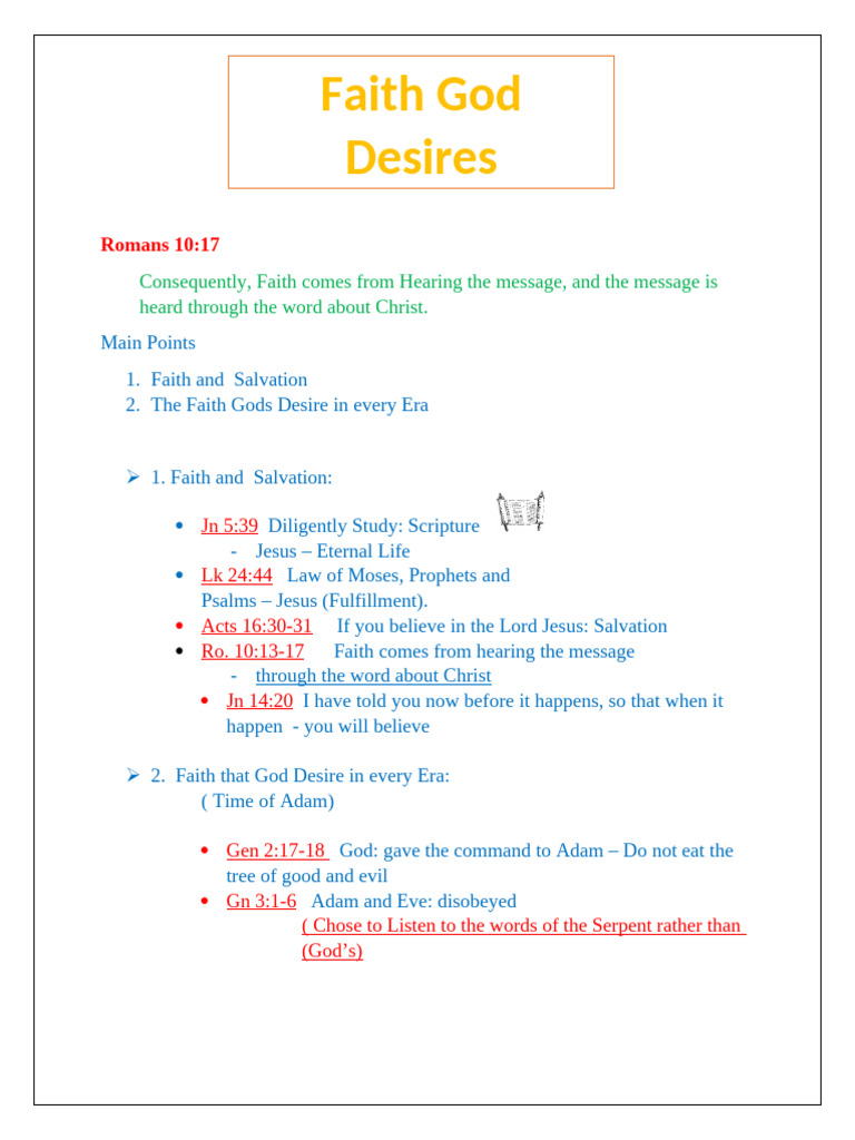 Lesson 5 Faith That God Desire in Every Era | PDF | Covenant (Biblical ...