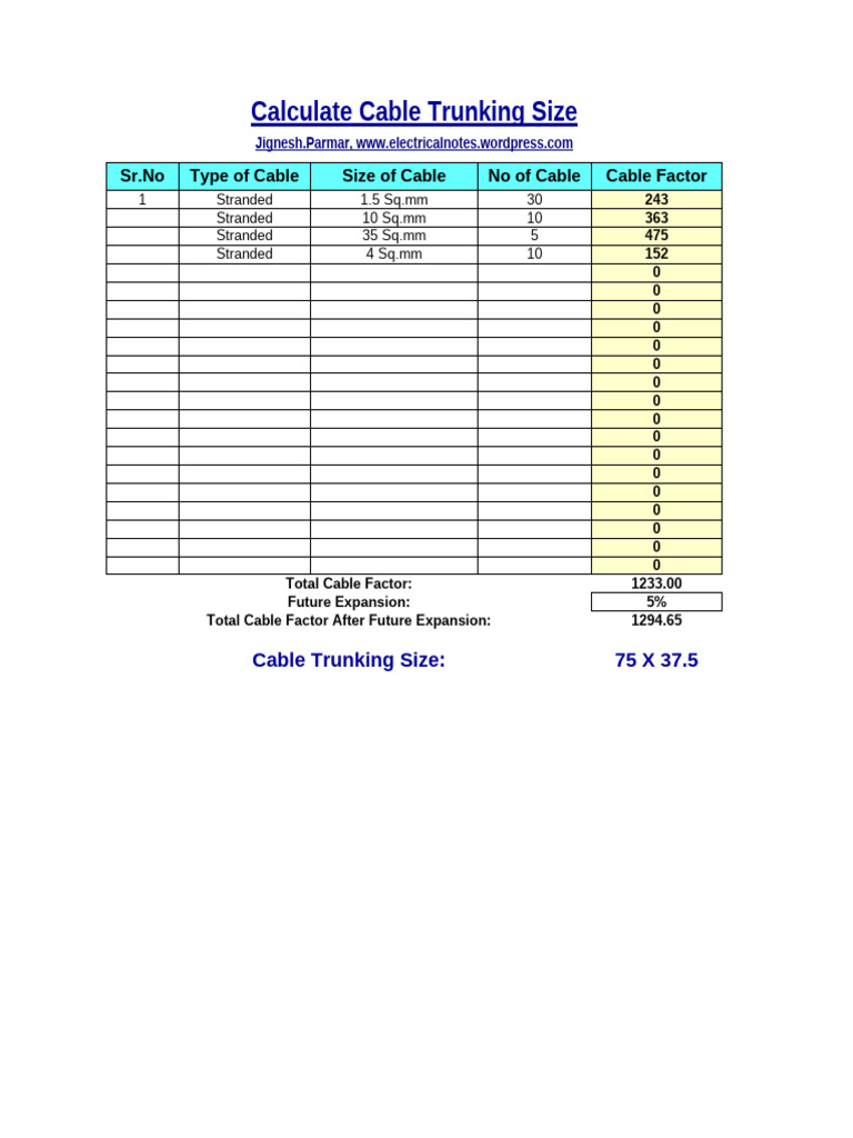 (47) Calculate Cable Trunking Size-UNLOCCK (1.9.15) | PDF
